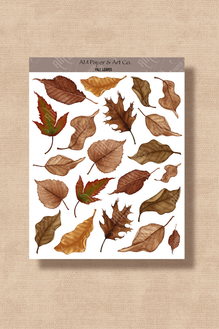 PRINTABLE: Fall Leaves Stickers | AM Paper & Art Co.